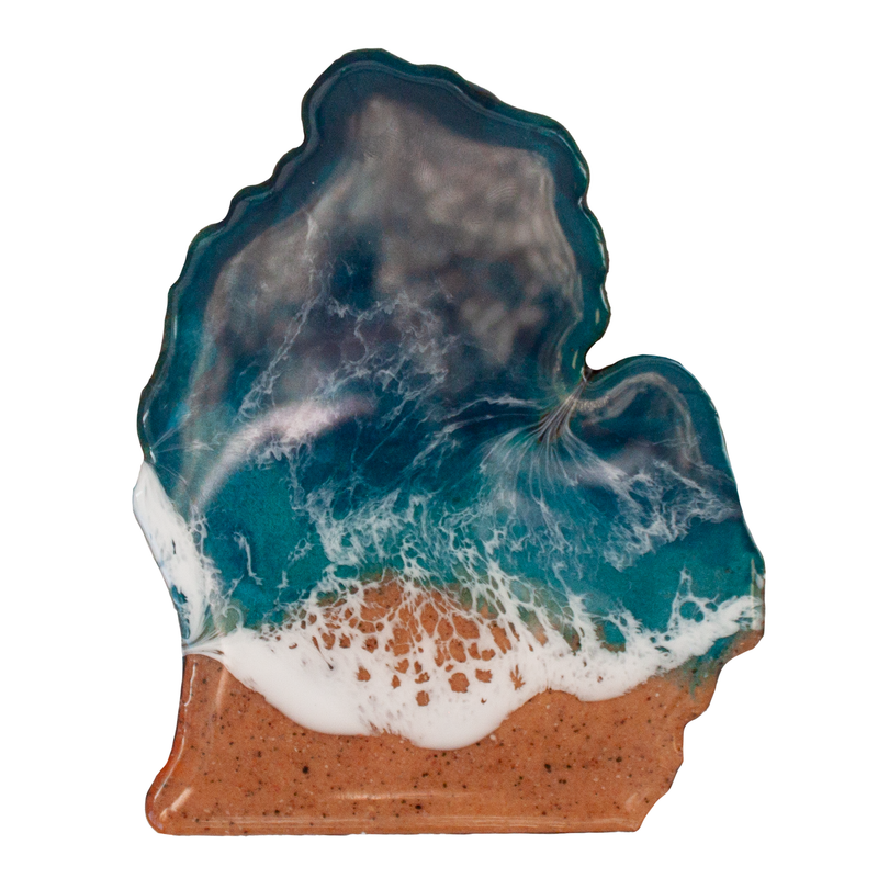 Michigan Mitten Beach Magnet: With Sand